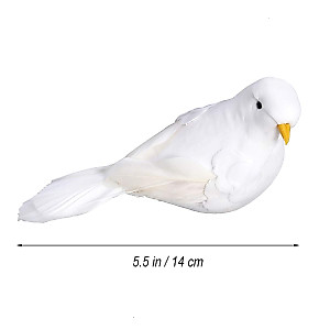 SEWACC Simulation Pigeon Ornaments Cute Foam Pigeons Artificial Feather Birds with Clips 2pcs for Decor