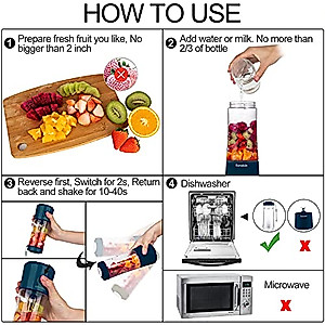 Portable Blender, Foruisin Personal Blender, 14 OZ Mini Size Juicer Cup, Small Blender for Shakes and Smoothies, USB Rechargeable with Six Blades, Green