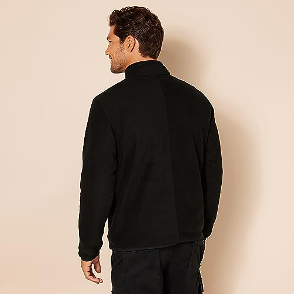 Amazon Essentials Men's Quarter-Zip Polar Fleece Jacket, Black, Small