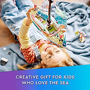 LEGO Friends Stephanie's Sailing Adventure Toy Boat Set 41716, Sailboat Building Toy with Island, Drone, and 3 Mini Figures, Creative Sailing Gift for Kids, Girls, Boys Age 7+ Years Old