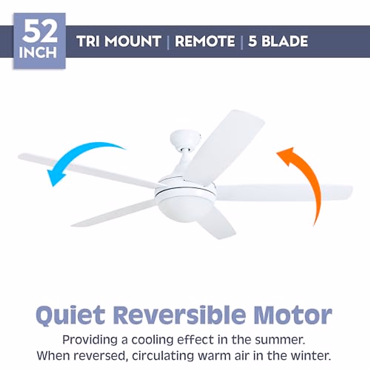 Prominence Home 80094-01 Ashby Ceiling Fan with Remote Control and Dimmable Integrated LED Light Frosted Fixture, 52" Contemporary Indoor, 5 Blades White/Grey Oak, Farmhouse White