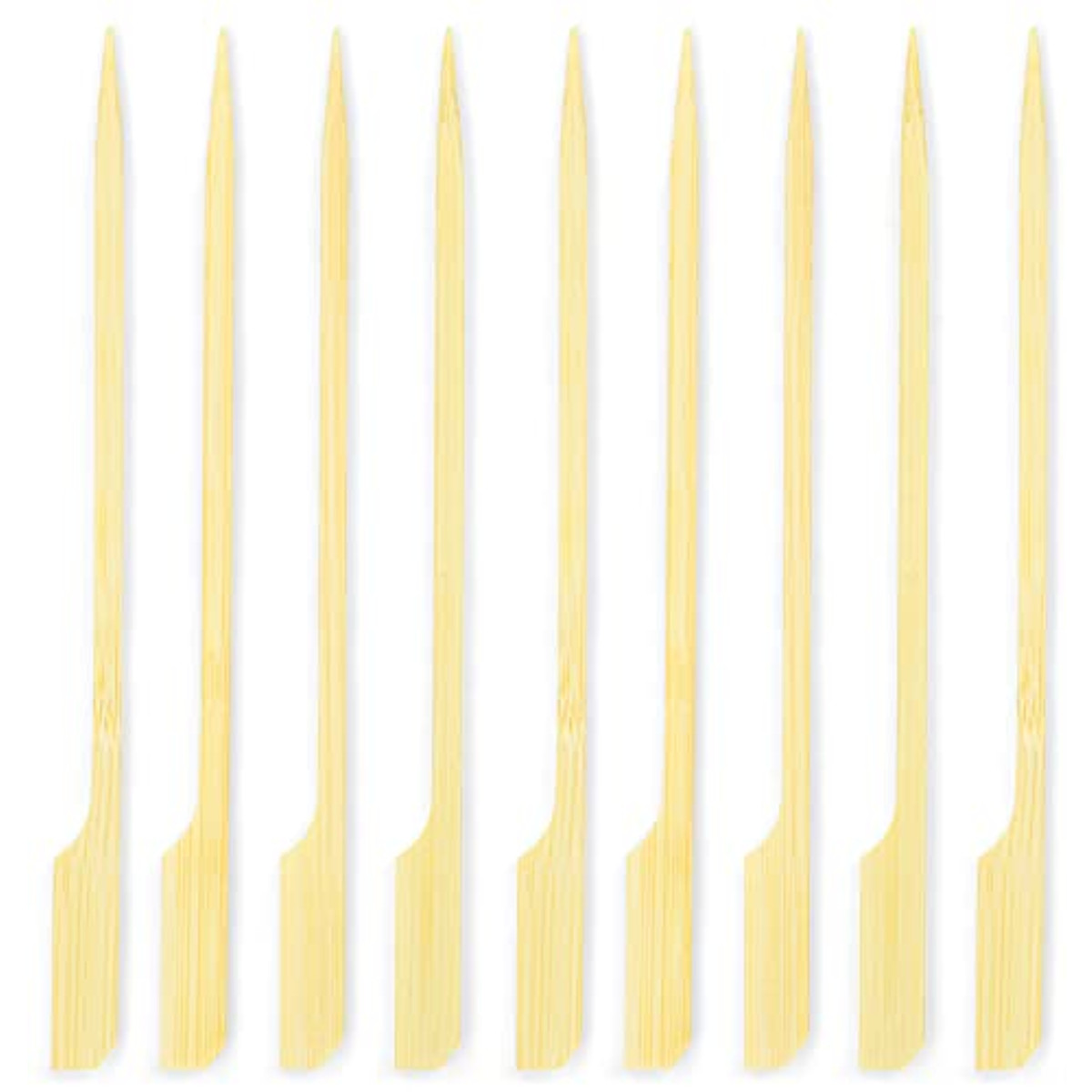 DecorRack 100 Natural Bamboo Paddle Picks, 6 inch Wood, Barbecue, Kabob Skewers for Grill, Appetizers, Fruit Sticks, Cocktails Picks (100 pack)