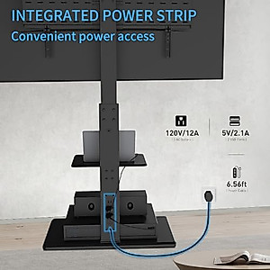 TV Floor Stand with Power Outlet & AV Shelf Universal Tall Corner TV Stand for 32-70 inch TV Viewing Angle Adjustment Height Adjustment Max VESA 600 * 400 Black