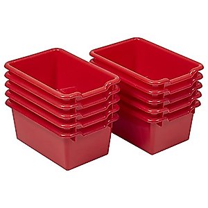 ECR4Kids Scoop Front Storage Bins, Red (10-Pack)