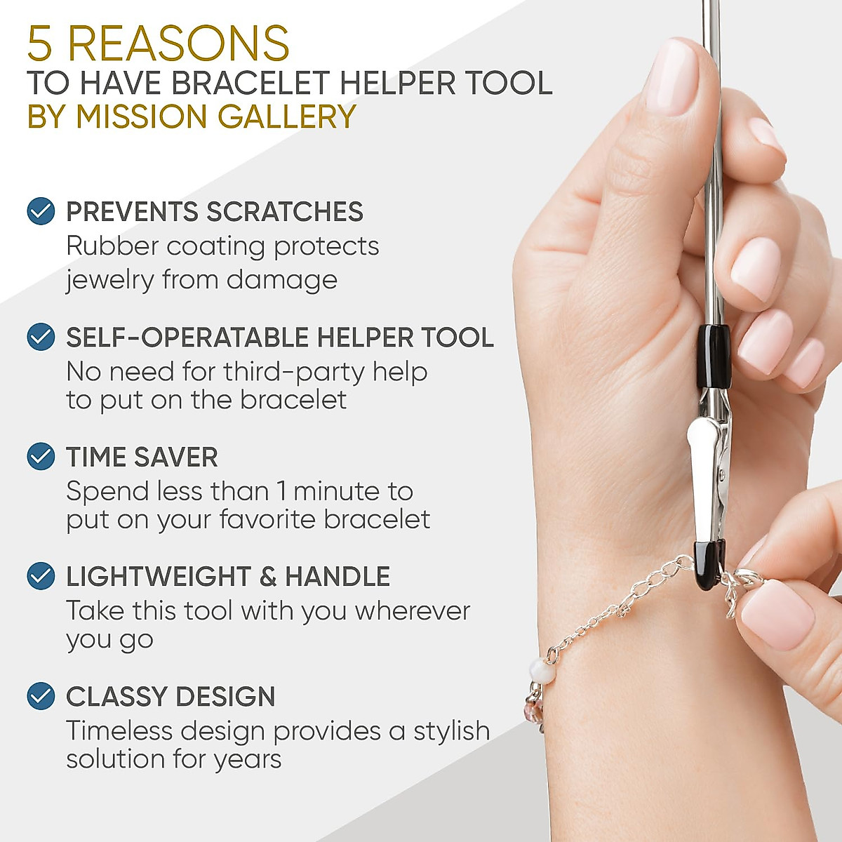 Bracelet Helper Tool - Fastener Helper Tool for Bracelet, Necklace, Jewelry, Watch - Clasp Helper - Portable, Easy-to-Use, Made of Metal