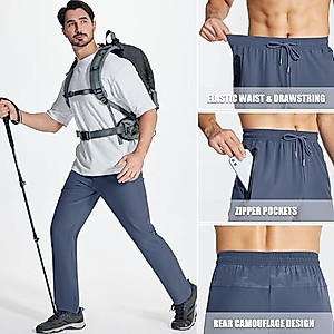 MAGCOMSEN Mens Pants Stretch Gym Pants Quick Dry Workout Athletic Pants Lightweight Sweatpants with Pockets Sweat Pants Men Adult Blue