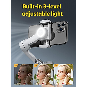 Professional Gimbal Stabilizer for Smartphone w/Wireless Charging OLED Display LED Light Focus Wheel, 3-Axis Phone Gimbal Stabilizer for iPhone 15 14 13 12 Pro/Max/Xs Galaxy S23-AOCHUAN Smart X Pro