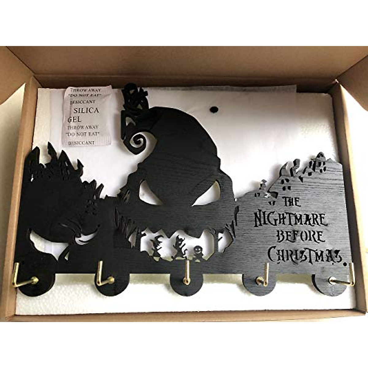 Nightmare Before Christmas Key Hooks-Jack Skellington Wall Hooks Heavy Duty 20LB(Max),Jack Wall Décor,Wood Coat Hooks, Key Holder,Key Hanger for Wall、Entryway and Kitchen
