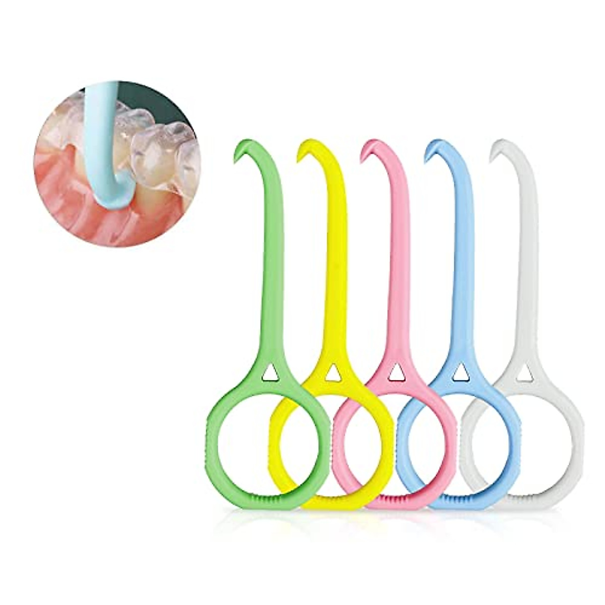 Clear Aligner Removal Tool, 50 Pieces Invisible Removable Braces Extractor Retainer Remover Personal Orthodontic Supplies Braces hook Stealth Hook (Pink, Blue, Purple, Green)