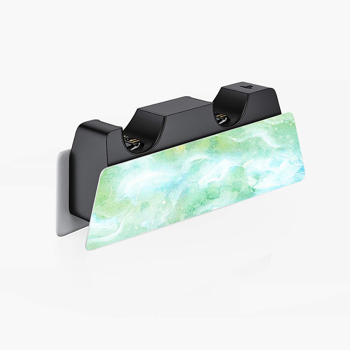 PlayVital Blue Green Watercolour Full Set Skin Decal for ps5 Console Disc Edition, Sticker Vinyl Decal Cover for ps5 Controller & Charging Station & Headset & Media Remote