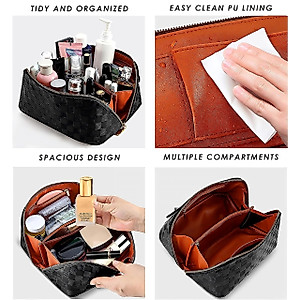 Checker Makeup Bag, Checkered Cosmetic Bag, Large Capacity Travel Cosmetic Bag, Everyday Makeup Bag, Emergency Bag for Teen Girls (WHITE)