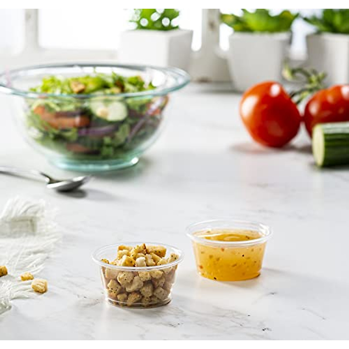 {2 oz - 200 Cups} Clear Diposable Plastic Portion Cups No Lids, Small Mini Containers For Portion Controll, Jello Shots, Meal Prep, Sauce Cups, Slime, Condiments, Medicine, Dressings, Crafts, Disposable Souffle Cups & Much more