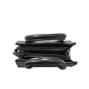 saursmehat Small crossbody bags for women faux leather trendy clutch mini purses and handbags (Black Crocodile)