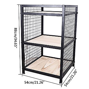 LOYALHEARTDY 3-Shelf Shelving Storage Unit Industrial 3-Tier Storage Rack Metal and Wood Style Bookshelf Multi-Purpose Indoor Garage Storage Organizer Shelves, 21.3" x 21.3"x 34.6" (3-Tier)