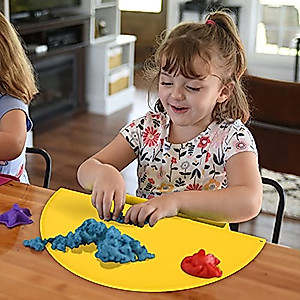 Food Catching Baby Placemat with Suction, Kids Portable Placemats for Dining Table, Premium Silicone toddler baby eating mat, Dishwasher Safe, Easy to Storage and Carry (Yellow)