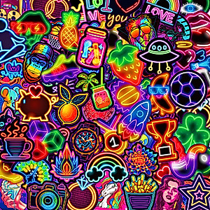 300 PCS Neon Stickers Pack,Cool Stickers for Teens Adults Kids,Waterproof Trendy Stickers for Skateboard Water Bottle Laptop Scrapbook Luggage