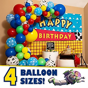 100pcs, EASY DIY – Toy Story Balloons Garland Kit & Arch for Toy Story Birthday Party and Baby Shower Decorations – Toy Story Balloons with Cow and Cloud Pattern for Toy Story Party Décor & Theme