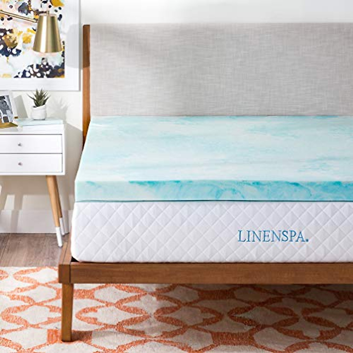 Linenspa 3 Inch Mattress Topper Queen - Gel Swirl Memory Foam Queen Mattress Topper – CertiPUR-US Certified - Queen Foam Pad
