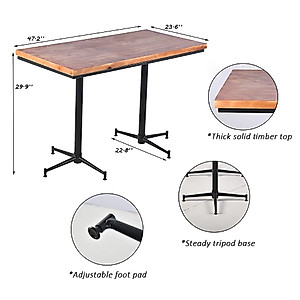 GWAREZ 47.2'' Length Rectangle Solid Wood Top Dining Table with Steady Tripod Base for Dining Room, Kitchen - Black