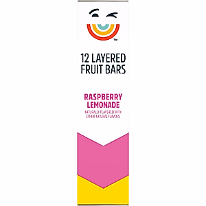 Pure Organic Layered Fruit Bars, Gluten Free and Vegan, Kids Fruit Snacks, Raspberry Lemonade, 6.2oz Box (12 Bars)