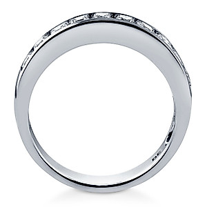 BERRICLE Sterling Silver Wedding Rings Channel Set Princess Cut Cubic Zirconia CZ Anniversary Half Eternity Ring for Women, Rhodium Plated Size 5.5