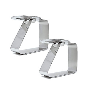 Honbay 4PCS Stainless Steel Silver Thickened Strong Cloth Clip,Tablecloth Clamp Holder, Table Cover Clamps,Table Cloth Holders, Table Cloth Clips Holders for Outdoor and Indoor (Moon)