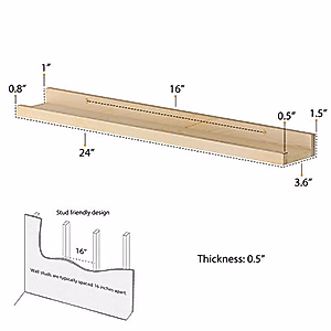 Wallniture Denver 24" Floating Shelves for Kids Room, Wall Bookshelves for Living Room, Wall Mounted Kids Room Shelves, Floating Nursery Shelves, Floating Book Shelves for Kids Room Set of 2
