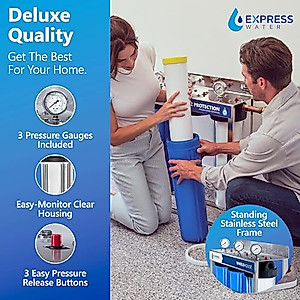 EXPRESS WATER 3-Stage Heavy Metal and Anti-Scale Water Filtration System, Stainless Steel, 100K Gallons