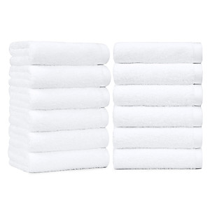 Amazon Basics Cotton Hand Towel - 12-Pack, White