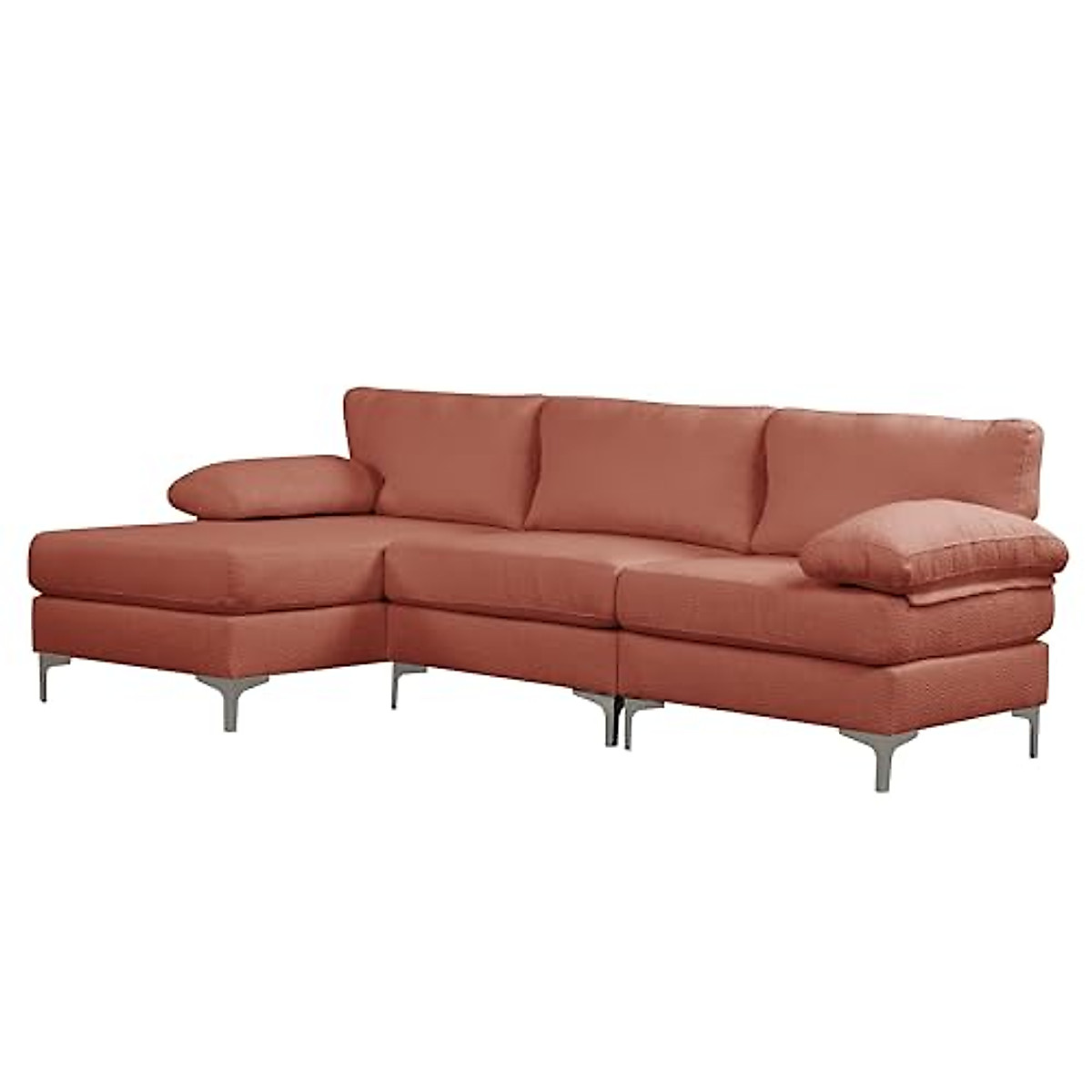 Casa Andrea Milano Luxury Modern Large Boucle L-Shape Sectional Sofa, with Extra Wide Chaise Lounge Couch