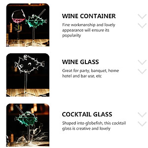 Luxshiny Cocktail Glass - Set of 2 Globefish Wine Glass Creative Drinking Glasses Wedding Gift for Juice, Martini, tequila, margarita