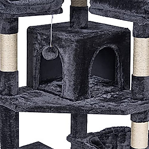 BEWISHOME 64.5inches Cat Tree for Indoor Cats Multi-Level Cat Tower with Scratching Posts, Board, Cozy Plush Perches Cat Condo for Large Cat Play House MMJ20H
