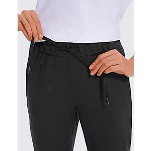 CRZ YOGA Womens 4-Way Stretch Ankle Golf Pants - 7/8 Dress Work Pants Pockets Athletic Travel Casual Lounge Workout Black Medium