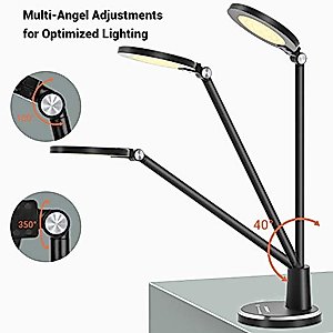 Desk Lamp, JUKSTG 64 pcs LEDs Eye-Caring Table Lamps, 10 Brightness Levels with 5 Lighting Modes LED Desk Light, Dimmable Office lamp with Touch-Sensitive Control, 10 W Reading Lamp,Black