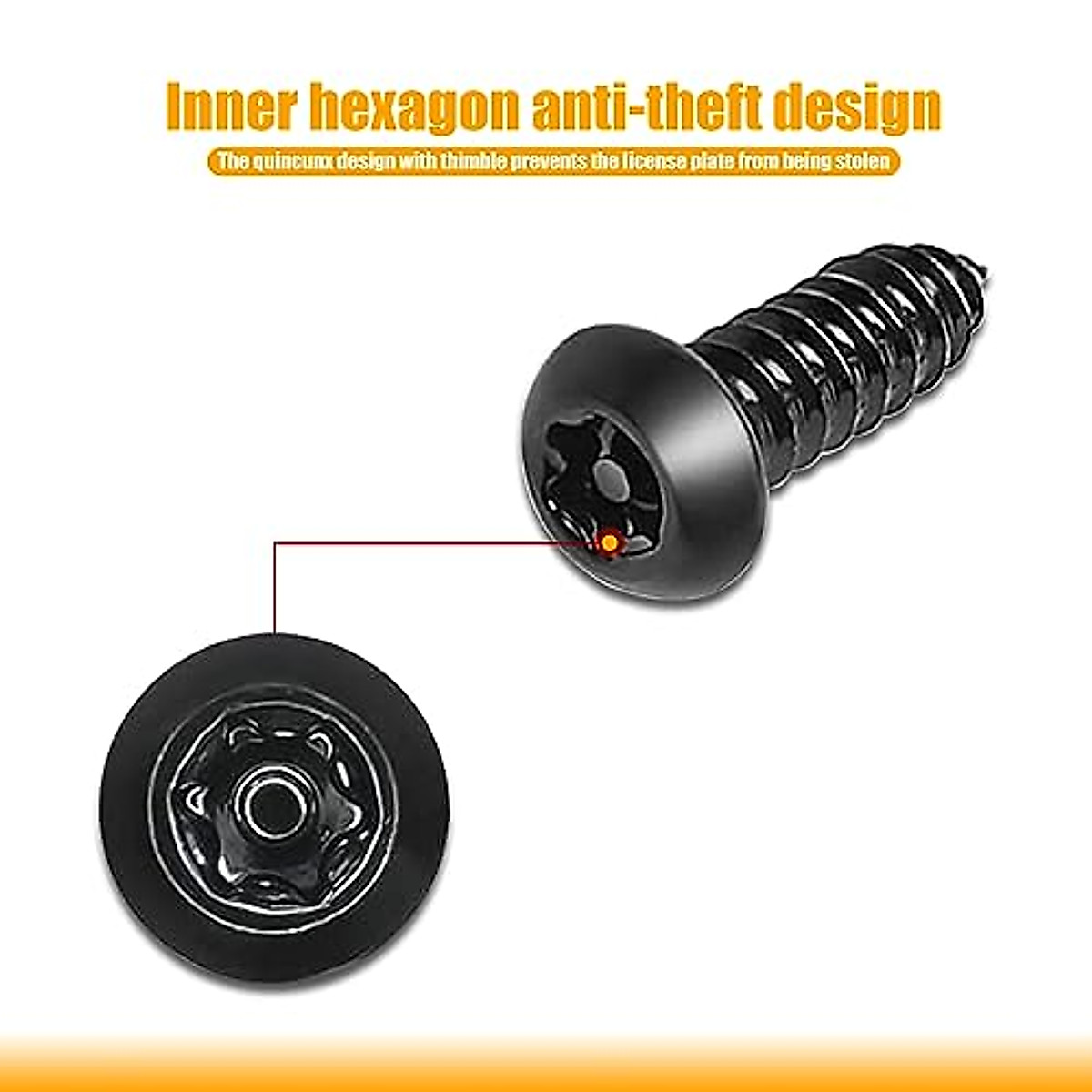 Hawyet 20 PCS American Standard License Plate Frame Screw Accessories, Car License Plate Frame Screw Kit, License Plate Screw Buckle Matching Screws, Suitable for Most Models (Black)