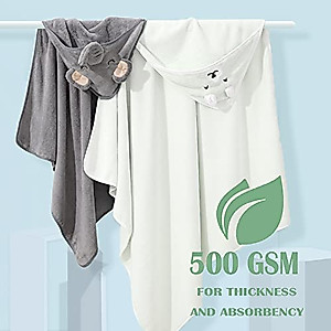 YECELINST 2 Pack Bamboo Hooded Baby Towel - Premium Soft Bath Towel for Bathtub for Babie, Newborn, Infant - Ultra Absorbent, Natural Baby Stuff Towel for Boy and Girl (Elephant, Bird)