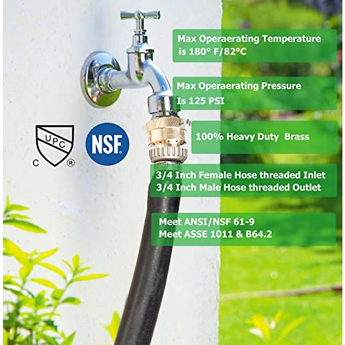 WHK Hose Bib Backflow Preventer Vacuum Breaker,Garden Hose Check Valve to Connect 3/4 Inch Outdoor Faucet Spigot,Sprinkler,RV,Anti-Siphon,2 Packs