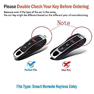 Tukellen for Porsche Leather Key Fob Cover with Keychain Key Shell Compatible with Porsche Panamera, Macan, Cayenne, 911-Black