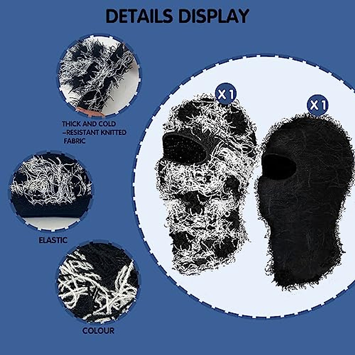 Distressed Balaclava Ski Mask Knitted Full Face Windproof Winter Premium Yeat Ski Mask for Men Women Cream