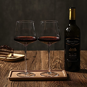 Stiatu Wine Glasses,Bordeaux Crystal Glass,Hand Blown, Premium Clear Lead-Free Glass,Suitable for White and Red Wine,Great Gift for Mother's/ Father's Day,18Ounces,Monogramed Box (Pack of 4)