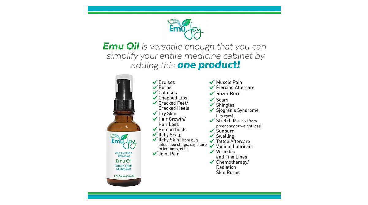Emu Joy Organic Emu Oil - Pure Skin Care Solution