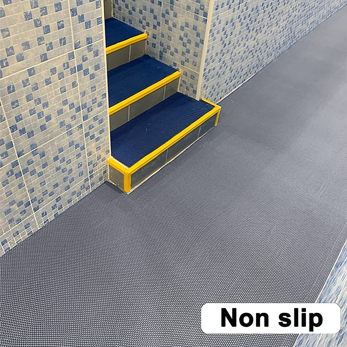 jxgzyy Commercial Drainage Mat PVC Non Slip Wet Area Commercial Floor Mat 3x16.4 Ft 0.22'' Thick Pool Drain Floor Mat Door Mat Roll for Restaurant Bars Bathroom Patio Outdoor Indoor Rug (Grey)