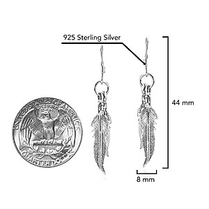 Spectacular Double Feather .925 Sterling Silver Dangle Earrings | Luxurious and Elegant Feather Jewelry for a Timeless Look