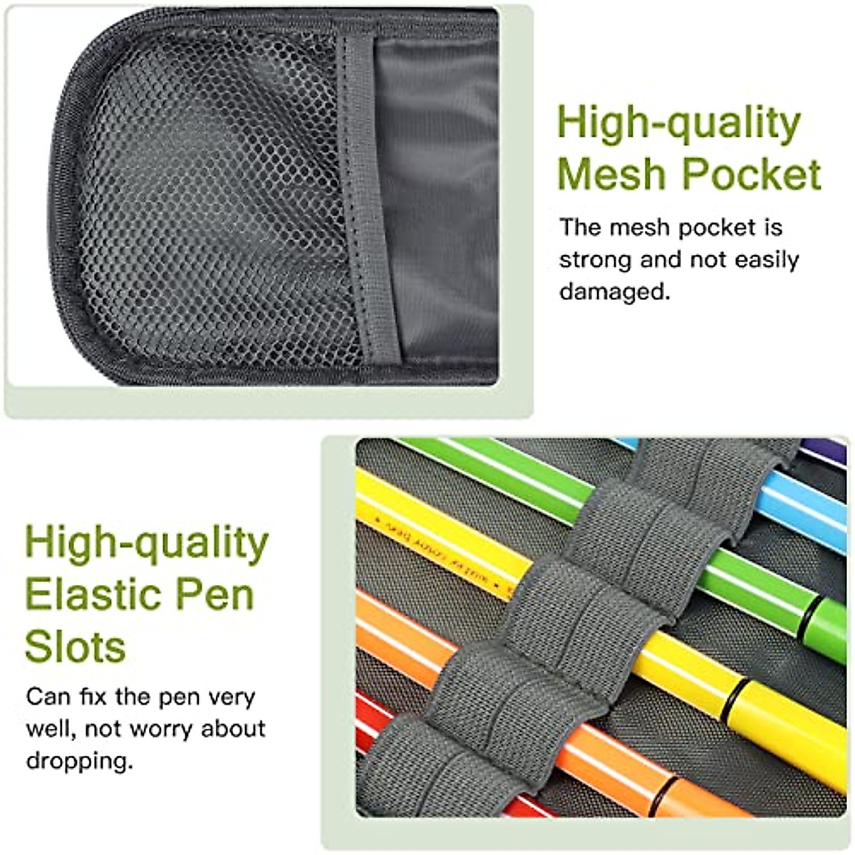 Pencil Case Large Capacity Pencil Pouch, Pencil Bag with Three Compartments Organizers, Pencil Case Canvas Pencil Pouch Holder for Students Kids Teens Adults - 9.05 x2.75 x4.72 inches