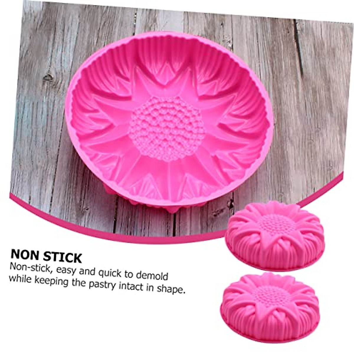 EXQUIMEUBLE 2pcs Sunflower Mold Silicone Cake Molds Silicone Bread Loaf Pan Cake Mould for Round Baking Pan Silicone Candy Mold Round Cake Pan DIY Baking Mold Household Baking Mold Large Rosy