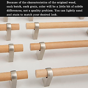 foxwake Wood and Silver Cabinet Handles 5inch Hole to Hole, 8Pack Modern Metal Drawer Pulls Mid Century Kitchen Cabinet Hardware, Center to Center Dresser Hardware Pulls and Knob