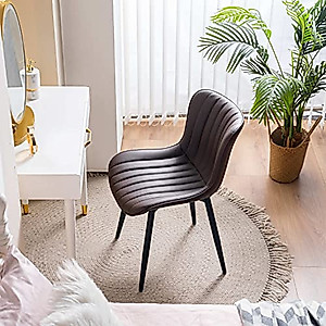 YOUNIKE Dining Chairs Set of 2 Upholstered Mid Century Modern Kitchen Dining Room Chair Faux Leather Chairs with Metal Legs, Brown