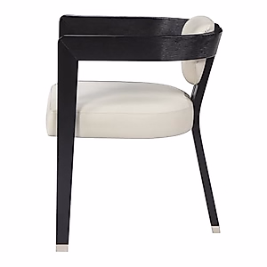 Best Master Furniture Noelani Mid-Century Modern Wooden Dining Faux Leather Cream Cushions, 1 Chair, Black