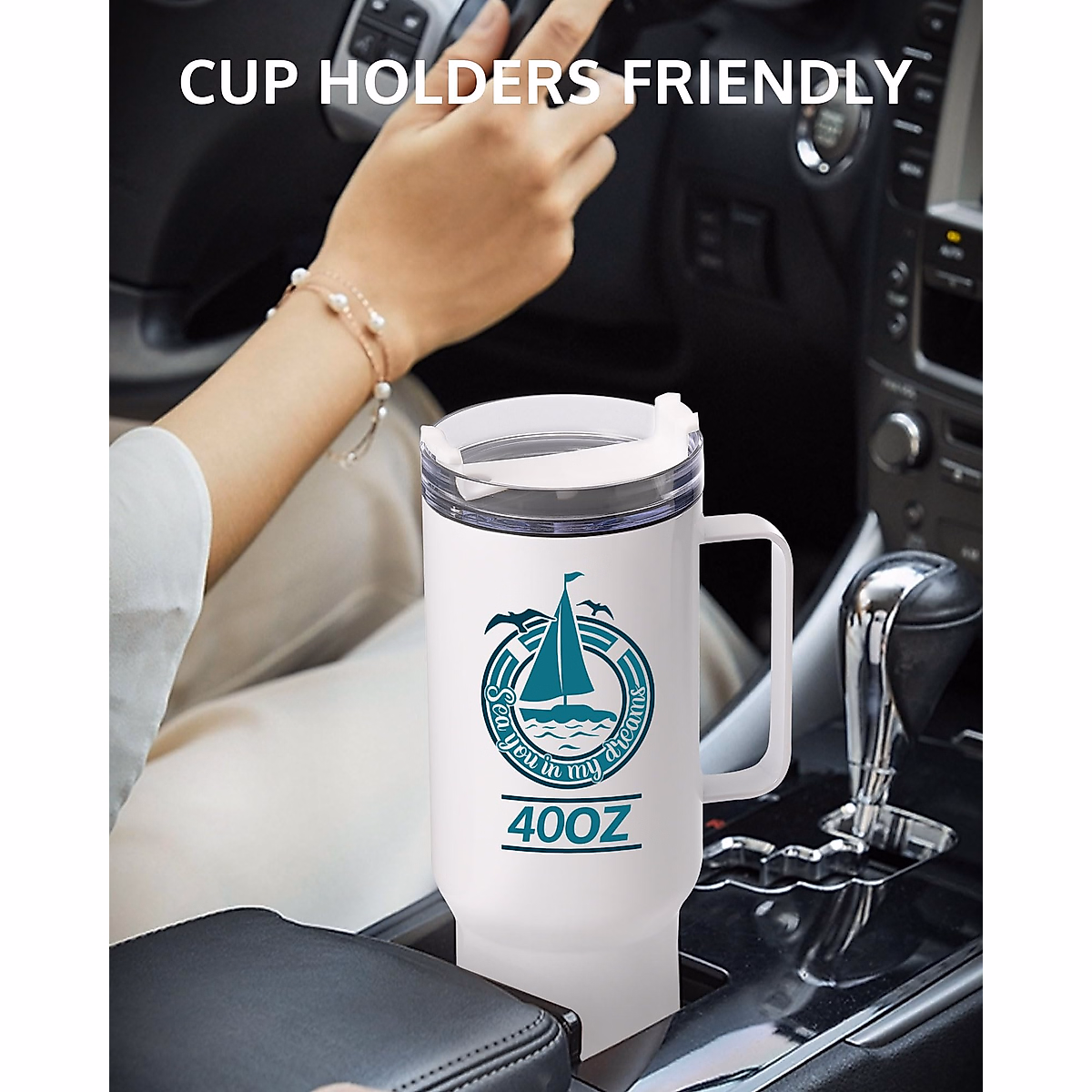 OFFNOVA 40oz Sublimation Tumblers with Handle, Stainless Steel Coffee Tumbler Blank, Double Wall Vacuum Sublimation Travel Cups for Heat Press Printing
