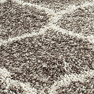 SAFAVIEH Hudson Shag Collection Accent Rug - 3' x 5', Grey & Ivory, Trellis Design, Non-Shedding & Easy Care, 2-inch Thick Ideal for High Traffic Areas in Entryway, Living Room, Bedroom (SGH280B)